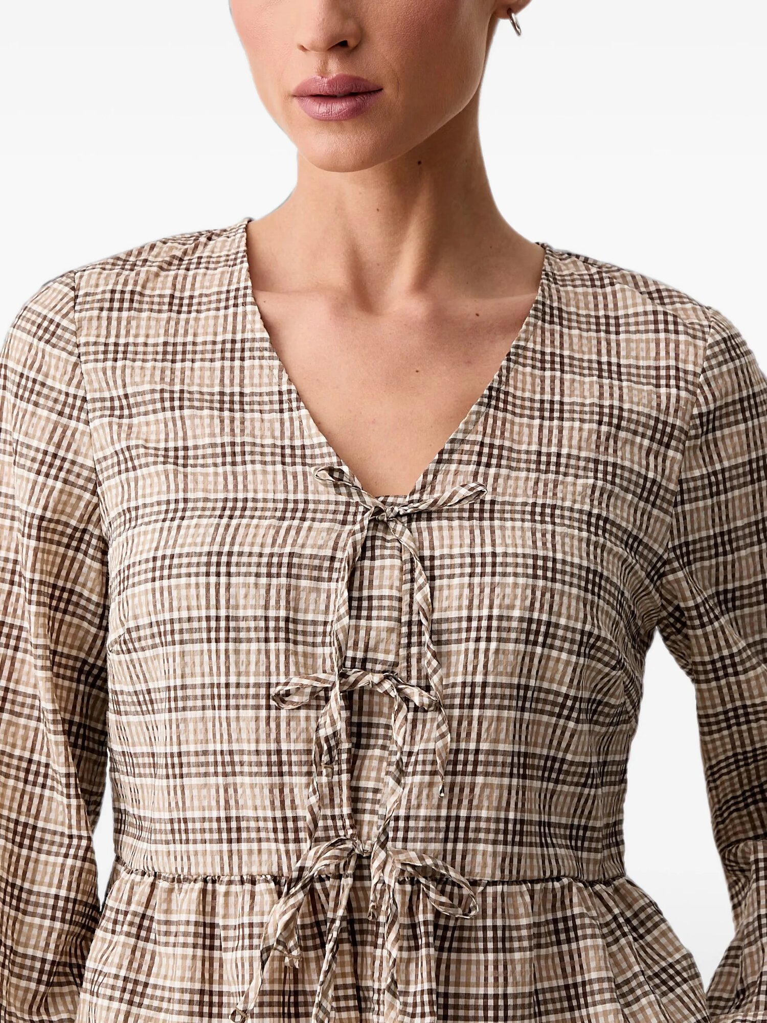 Блуза Marc O'Polo Check-pattern peplum blouse, размер 44 EU — фото 1