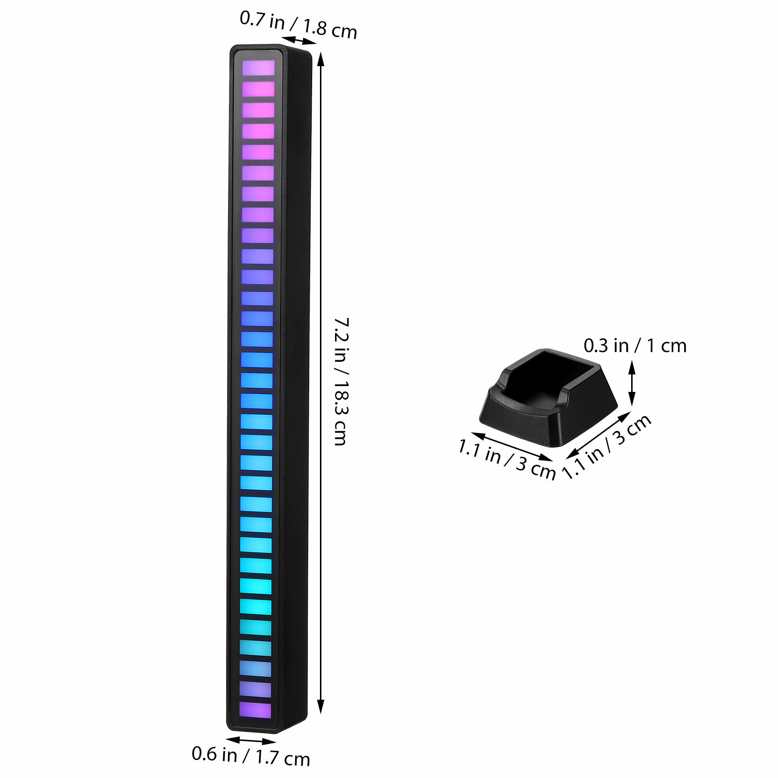 Две Полосы RGB Музыкального Ритма С Активацией Голосом Яркие LED Освещения 18.00X1.80X1.50CM