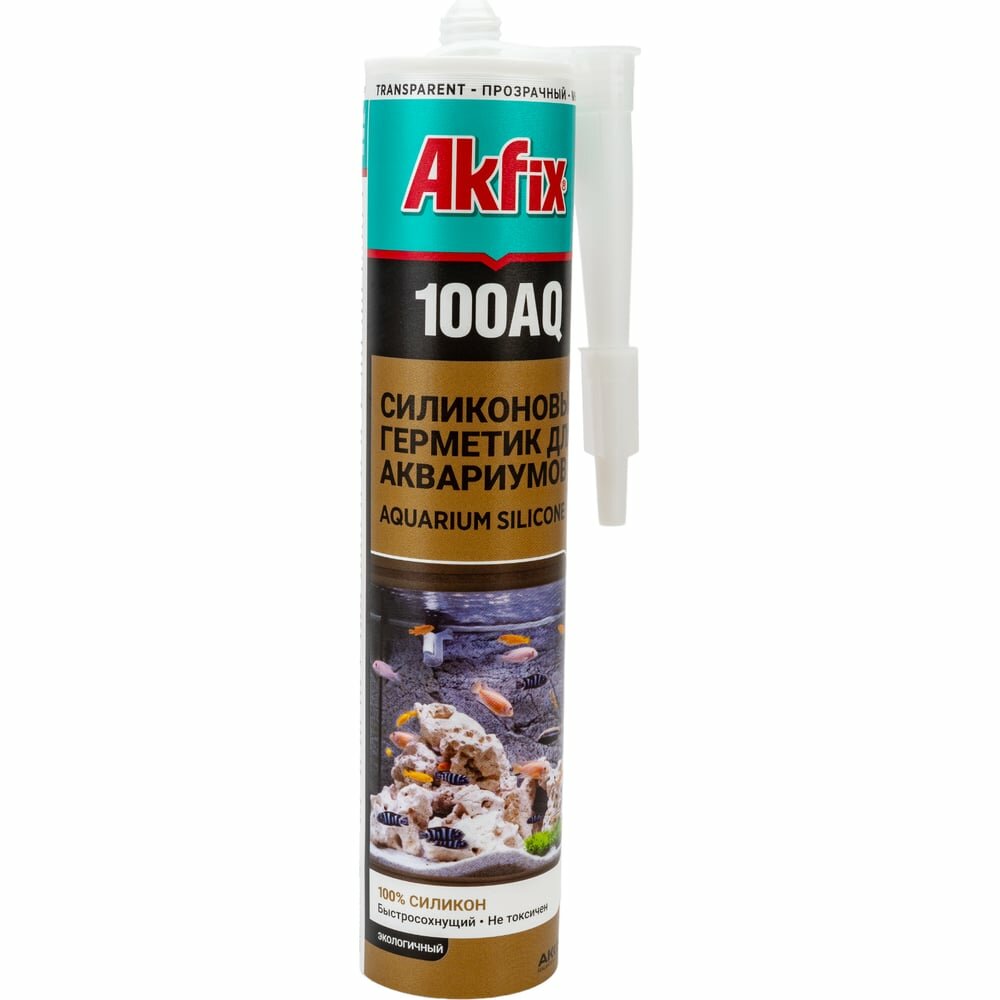 Аквариумный силиконовый герметик Akfix 100AQ прозрачный, 280 мл SA080.28T