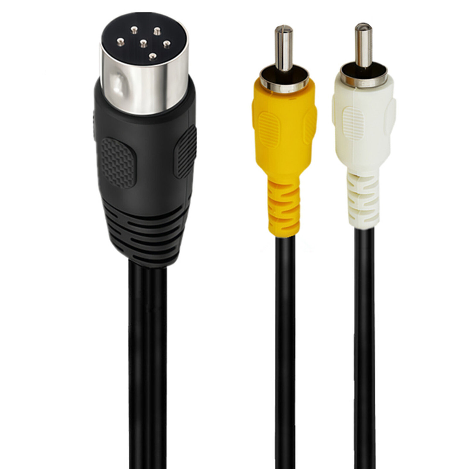 6-контактный DIN-видеокабель с разъемами RCA желтого и