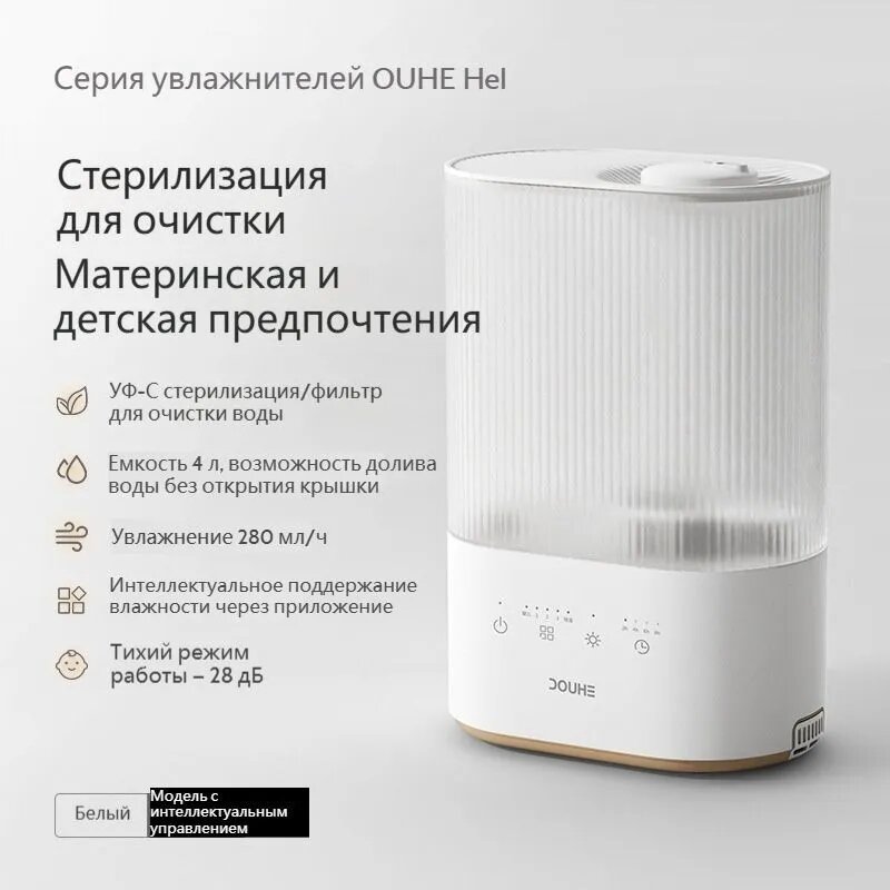 Увлажнитель воздуха TUH02DE, белый, зеркальный