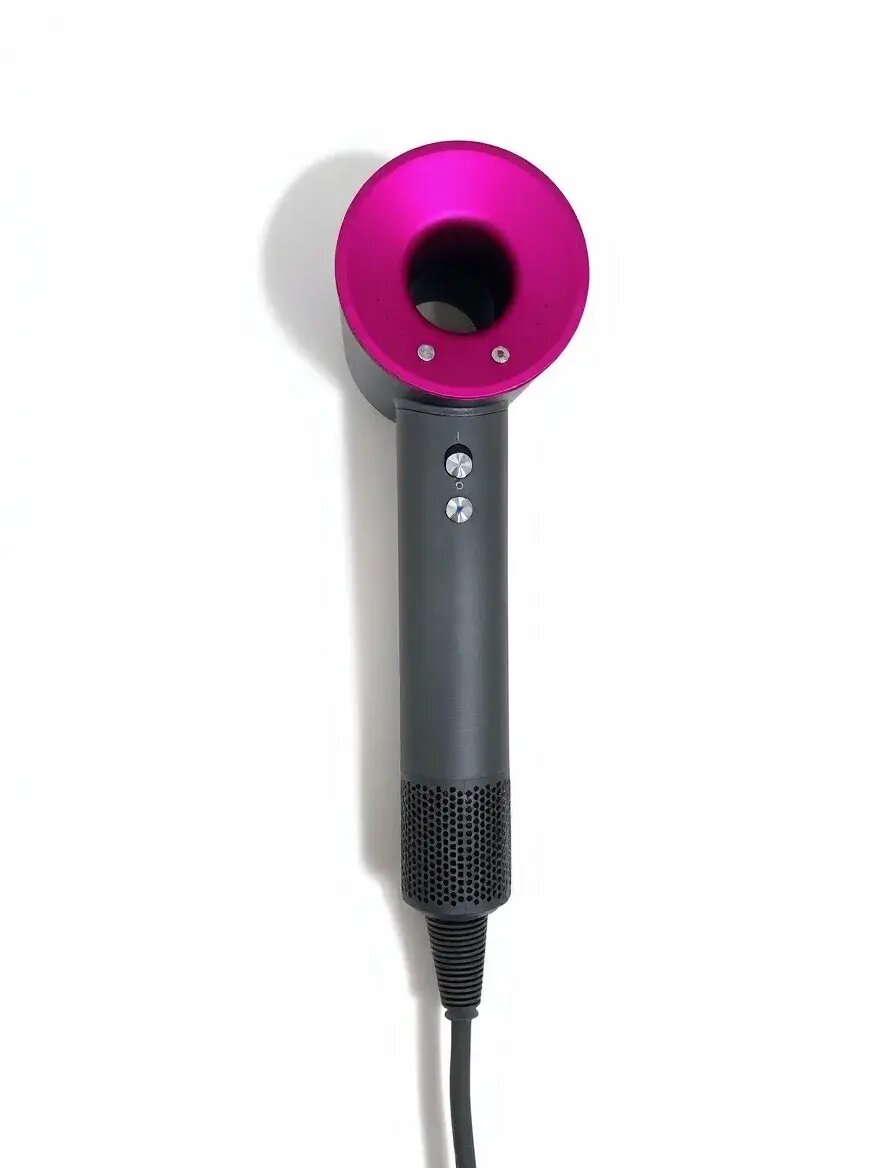 Профессиональный фен для волос Super Hair Dryer 1600 Вт, 3 режима, 5 магнитных насадок, ионизация воздуха, цвет фуксия