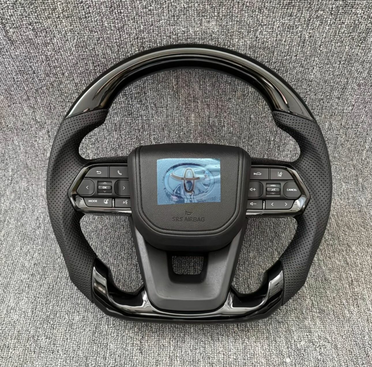 Спортивный руль для Toyota Allion/Premio T240 2001-2007, Estima XR30 2000-2006, дерево пианино черный, без подогрева(Только установка, функции не работают)