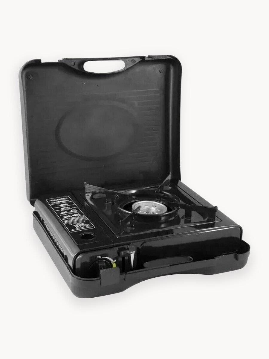 Туристическая плитка газовая в чемодане с переходником / Портативная походная газовая плита