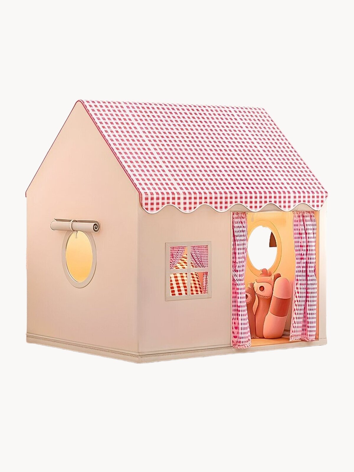 Палатка детская игровая Sharktoys с металлическим каркасом, розовая Одиночная палатка + занавеска для отправки