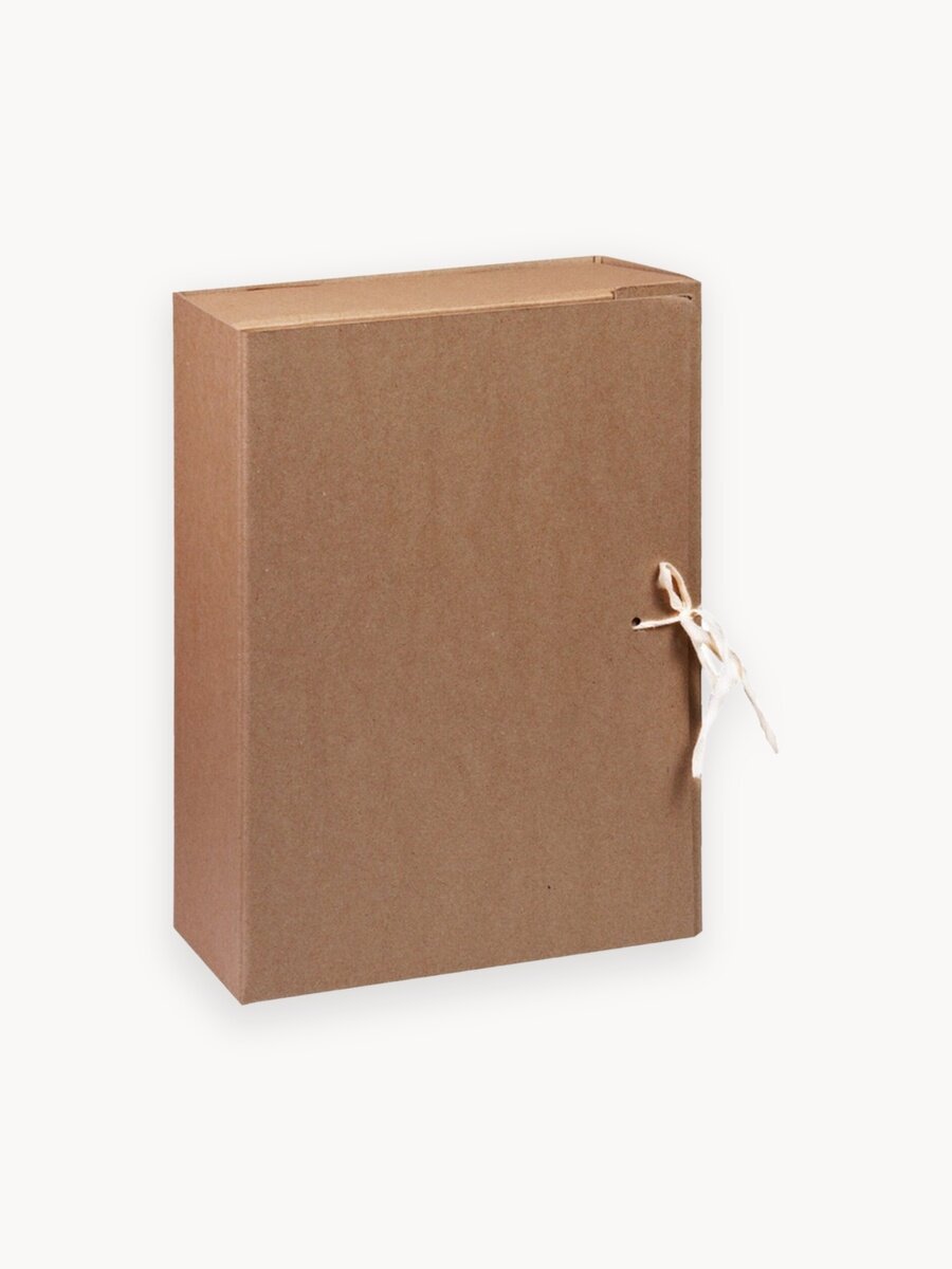 Короб архивный с завязками, 100 мм, переплетный картон, Calligrata разборный, без покрытия, клапан МГК, до 900 листов