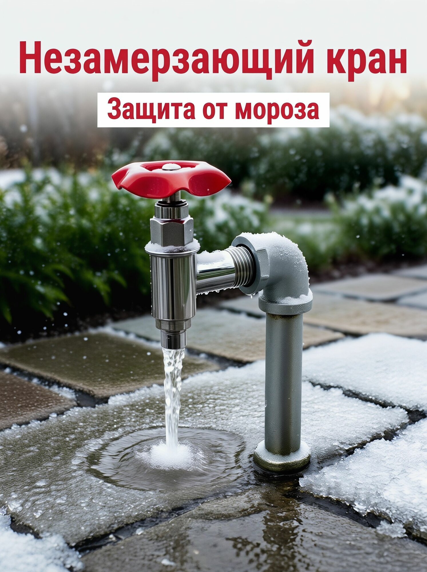 Уличный кран из нержавеющей стали1/2", сверхпрочный, морозостойкий, долговечный
