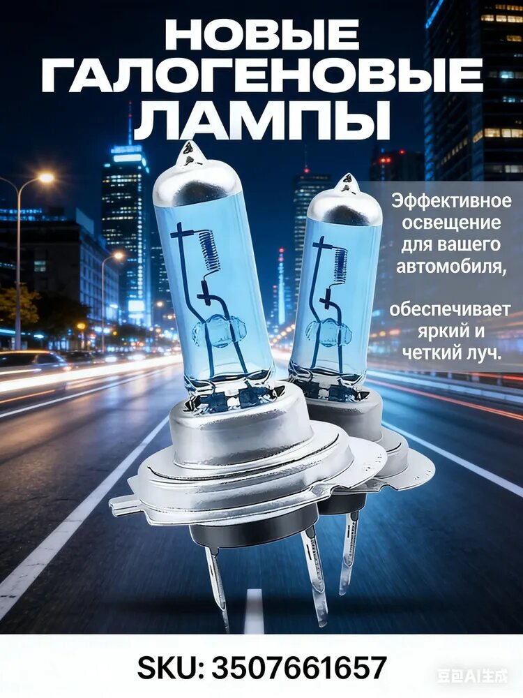 Лампа автомобильная H7, 2 шт. арт. 1