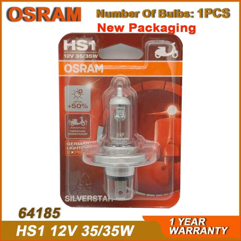 OSRAM HS1 64185 Лампа для мотоцикла 12 В 35/35 Вт PX43t оригинальная галогенная 1PCS HS1 12V 35W