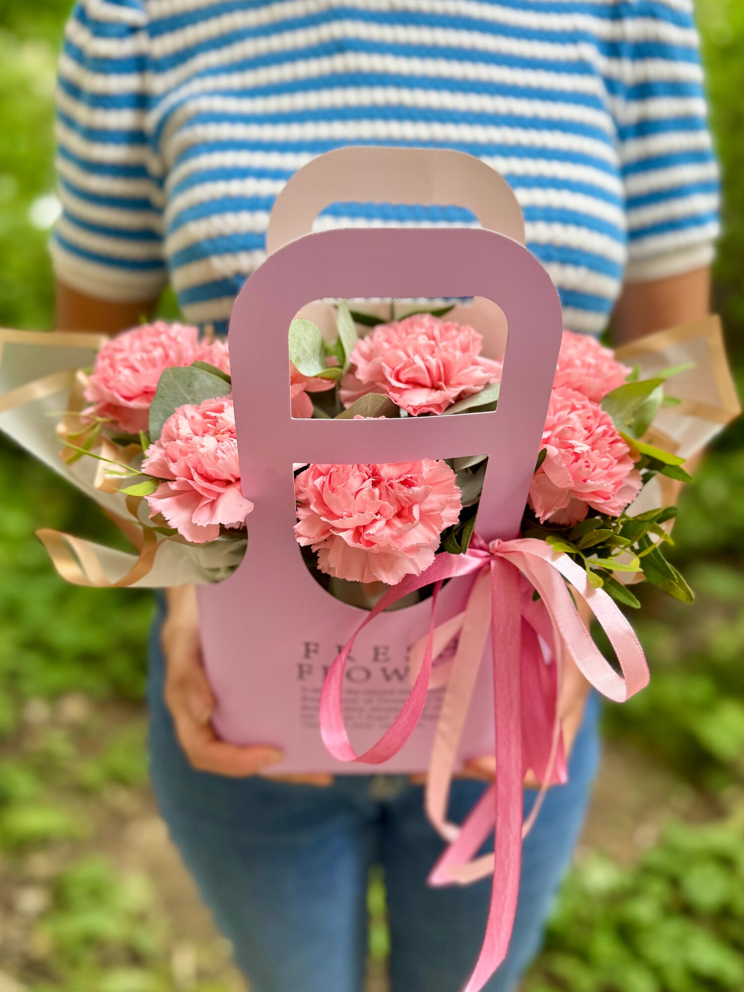 Букет Ок! ЦветОк, диантусы, нежный, в сумочке, 7 шт, розовый