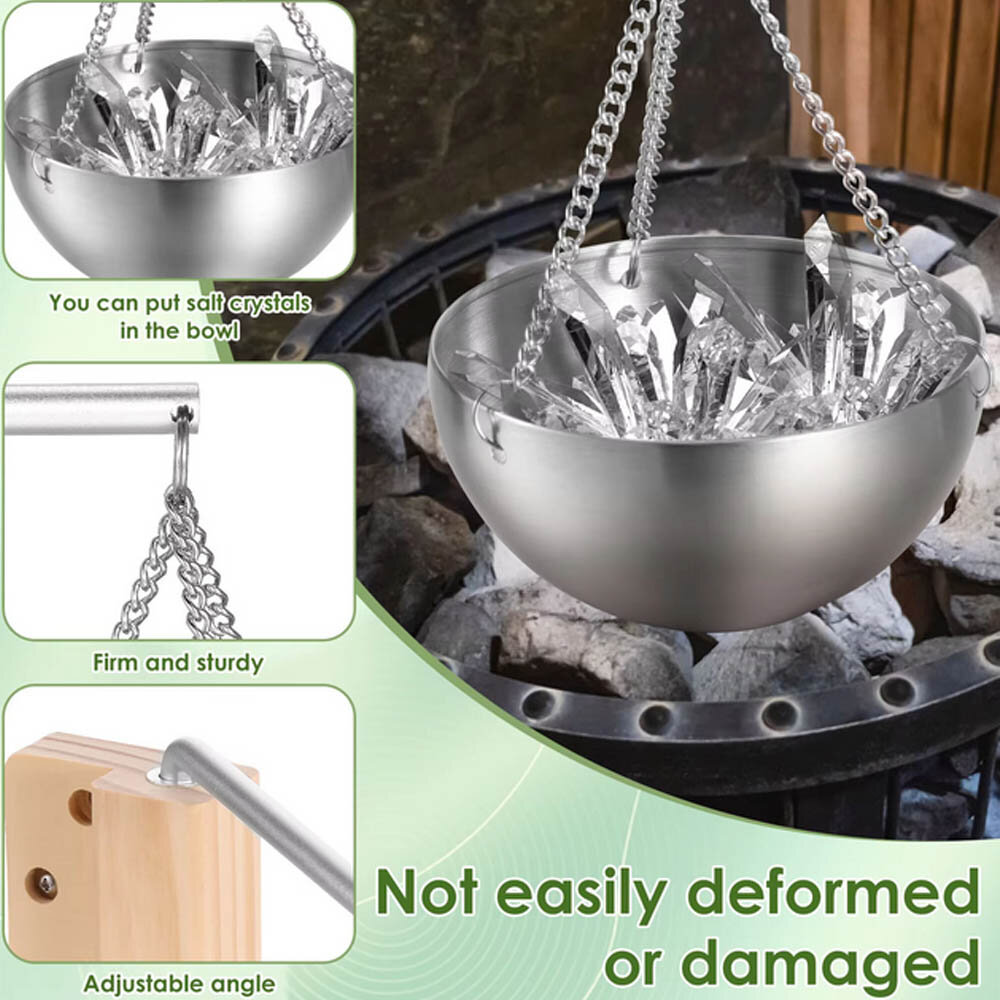 Чаша для Гималайской соли, Арома чаша для бани и сауны, Нержавеющая сталь, 12 см