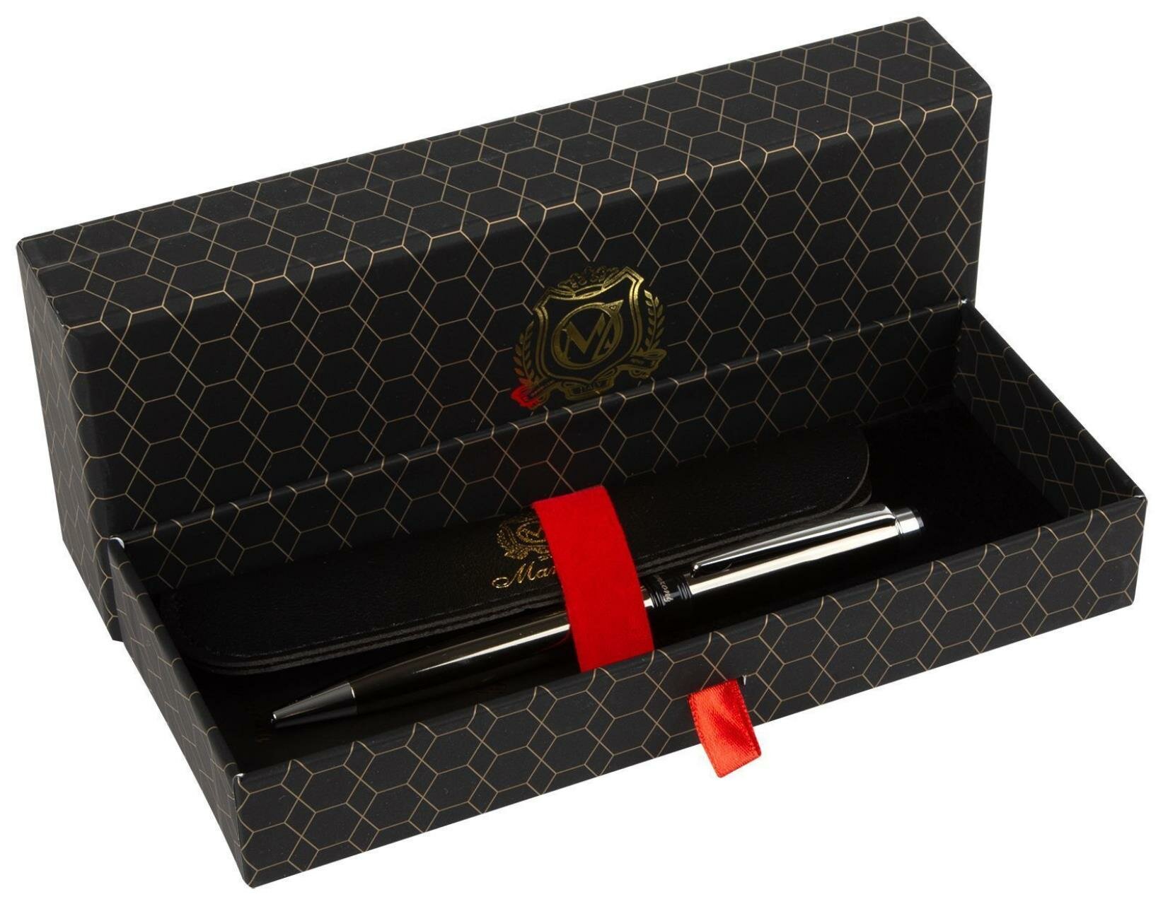 Ручка 1 шт шариковая подарочная Manzoni Verduno синяя 1 мм, корпус металлический, цвет оружейный металл, сер