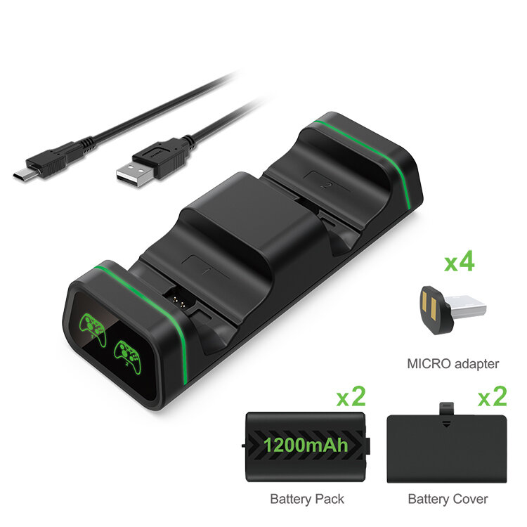 Зарядная станция с индикацией MyPads и 2 аккумуляторами 1200mAh для геймпадов Xbox One S / X