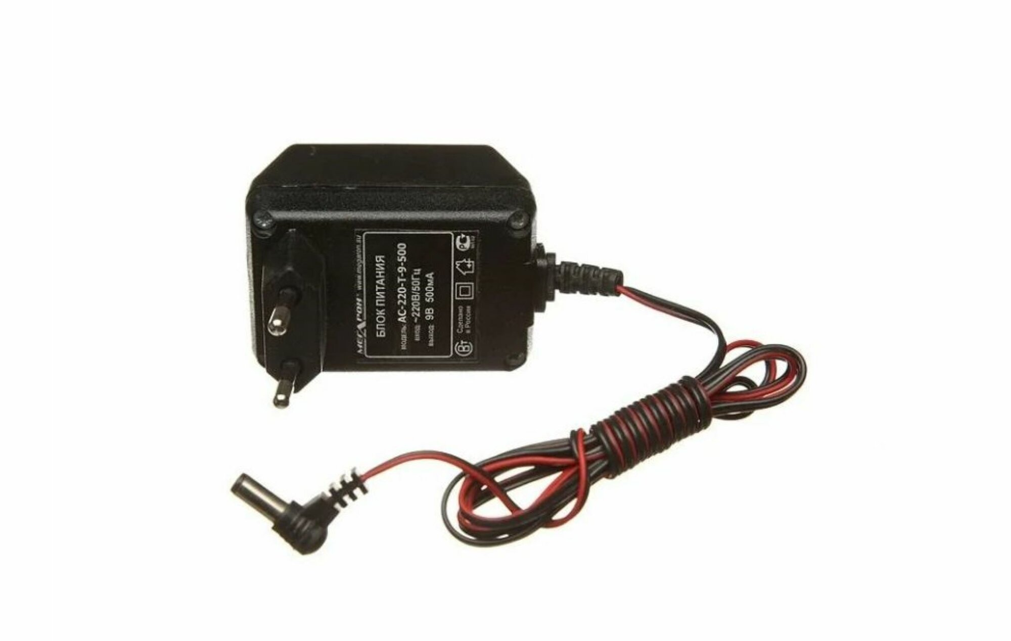Блок питания (адаптер) мегарон 9 В, 500 мА, AC-220-T-9-500 (2.5/5.5)