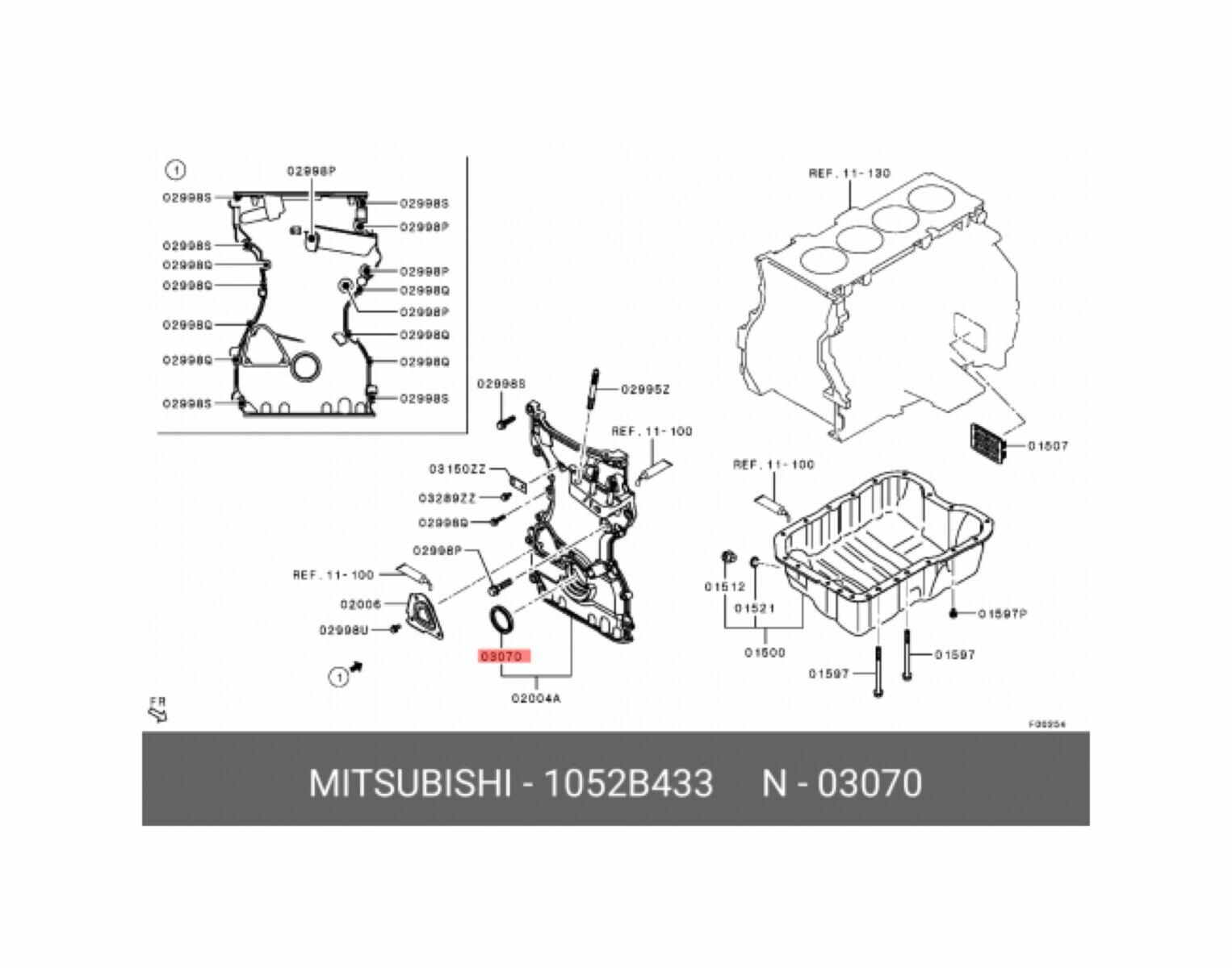 Сальник Коленвала Передний [Org](Mitsubishi 1052B433)