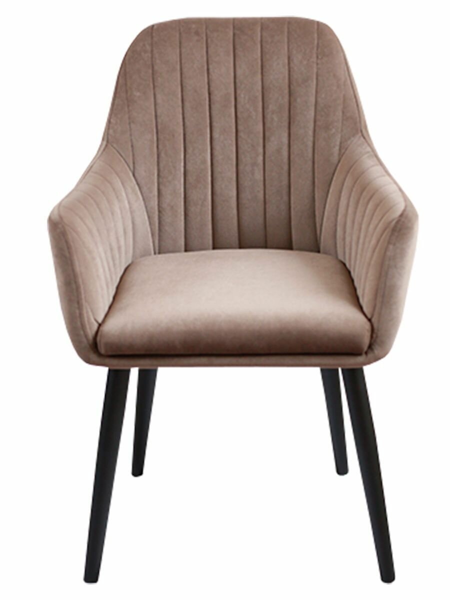 Стул кресло Моби для кухни мягкий велюр, Цвет Моби Табак, Чёрные ножки