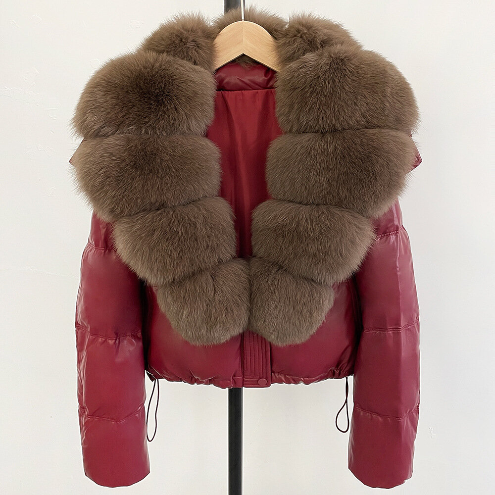 2025 новый свободный мех лисы с большим меховым воротником, модный, небольшого размера, тонкий, теплый, короткий пуховик