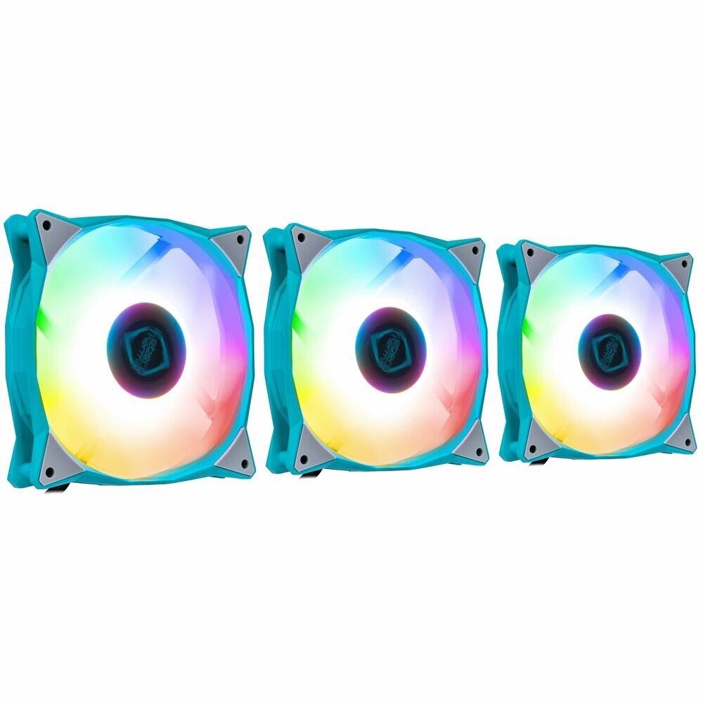 Вентилятор 120x120 Iceberg Thermal IceGALE ARGB 120 мм TEAL Blue/White 3pcs-pack (IceGALEARGB120mmTEAL3P) Ret