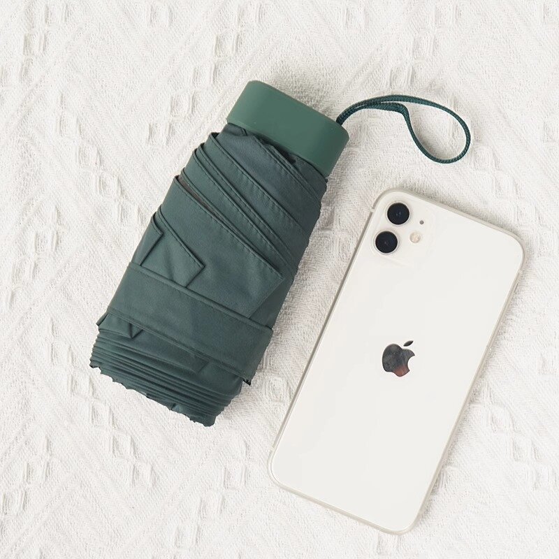 Зонт, плоский, мини, ультралегкий, виниловый, темно-зеленый, со скидкой 60%