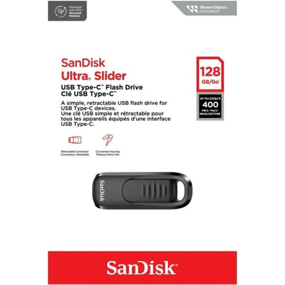 Флешка SanDisk Ultra Slider, 128GB, USB Type-C
