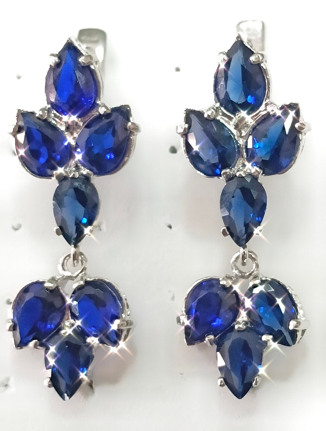 Серьги с подвесками, серебро, 925 проба, родирование, шпинель