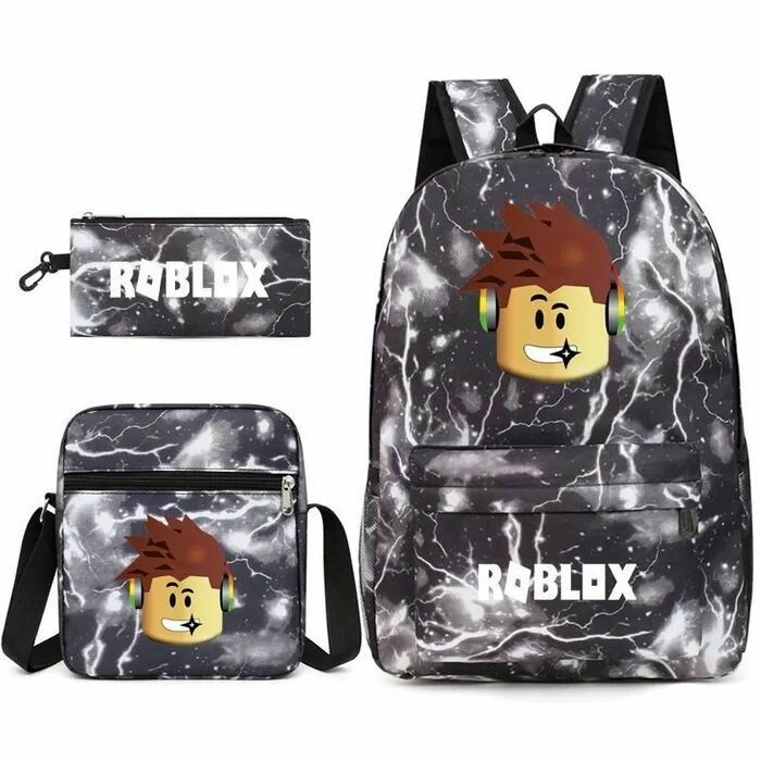 ROBLOX Школьный портфель для мальчиков, девочек и подростков с карманом для канцелярских принадлежностей + сумка через плечо (набор из 3 штук)