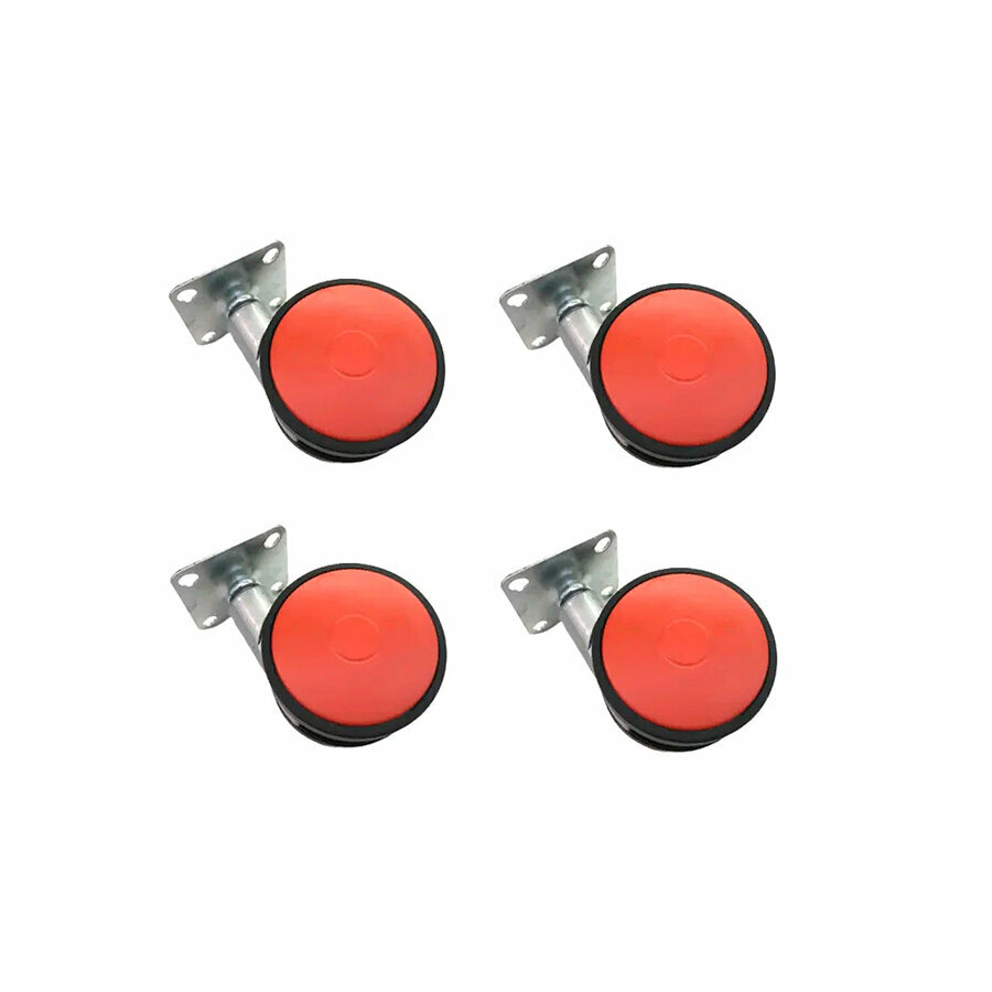 Колесная опора из стали и пластика (площадка), Ø=60 мм, красный