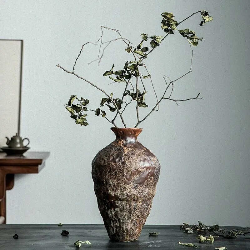 Ваза "Старинная грубая глиняная ваза", 36 см , Керамика, Фаянс, 1 шт