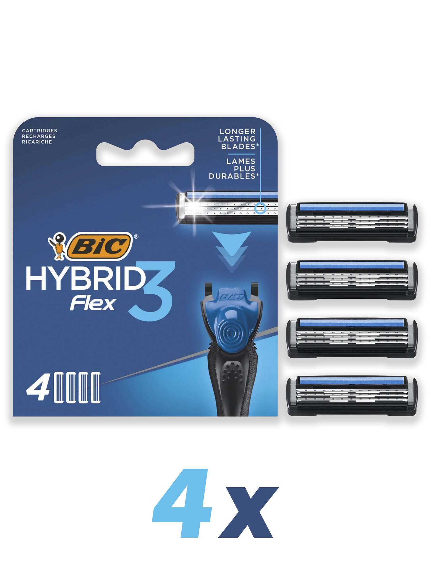 Bic Flex 3 Hybrid Кассеты для бритья, 4 шт.