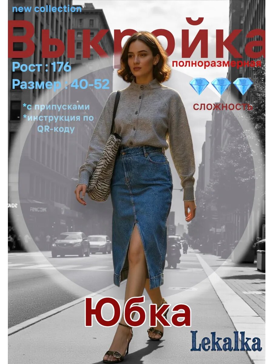 Выкройка: юбка джинсовая асимметричная