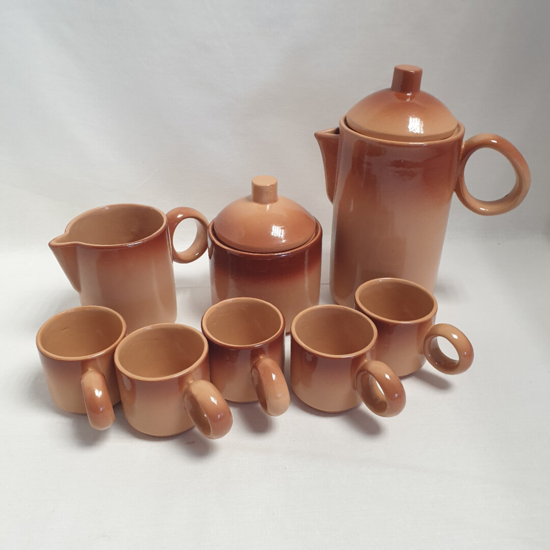 Кофейный сервиз на 5 персон, Бабруйск, керамика, 8 предметов. Винтаж, СССР.