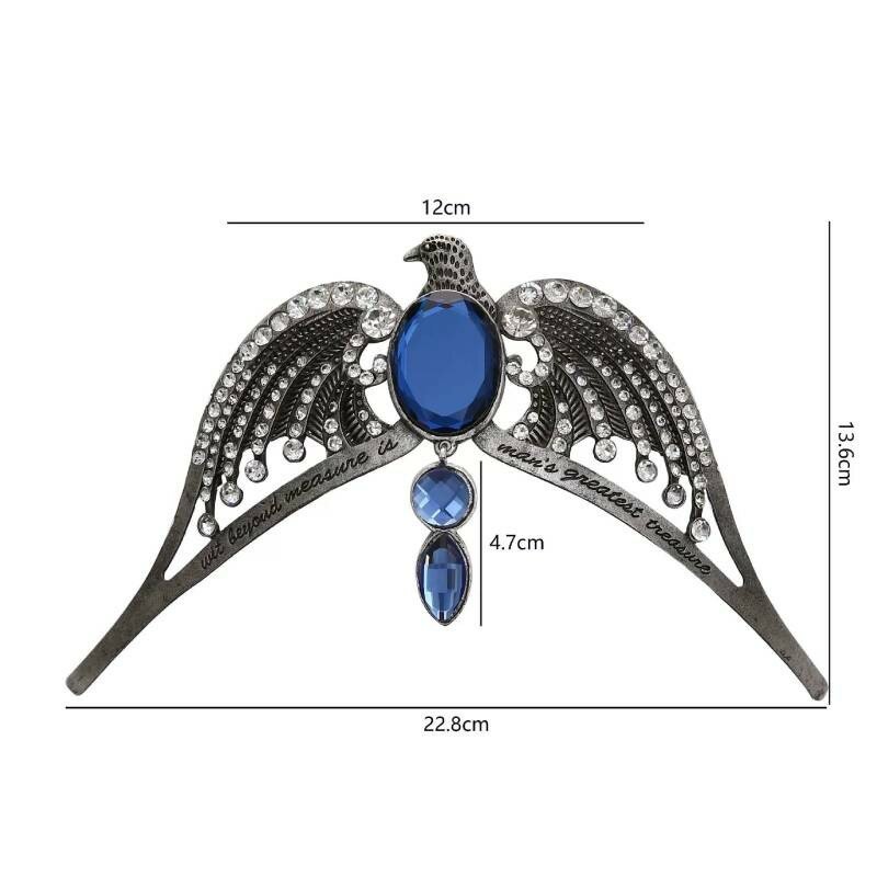 Корона равенклов стильная и элегантная с голубым кристаллом и орлом