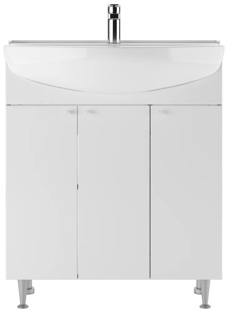 Тумба под раковину без столешницы Айсберг Промо Амур 70 напольная, белая