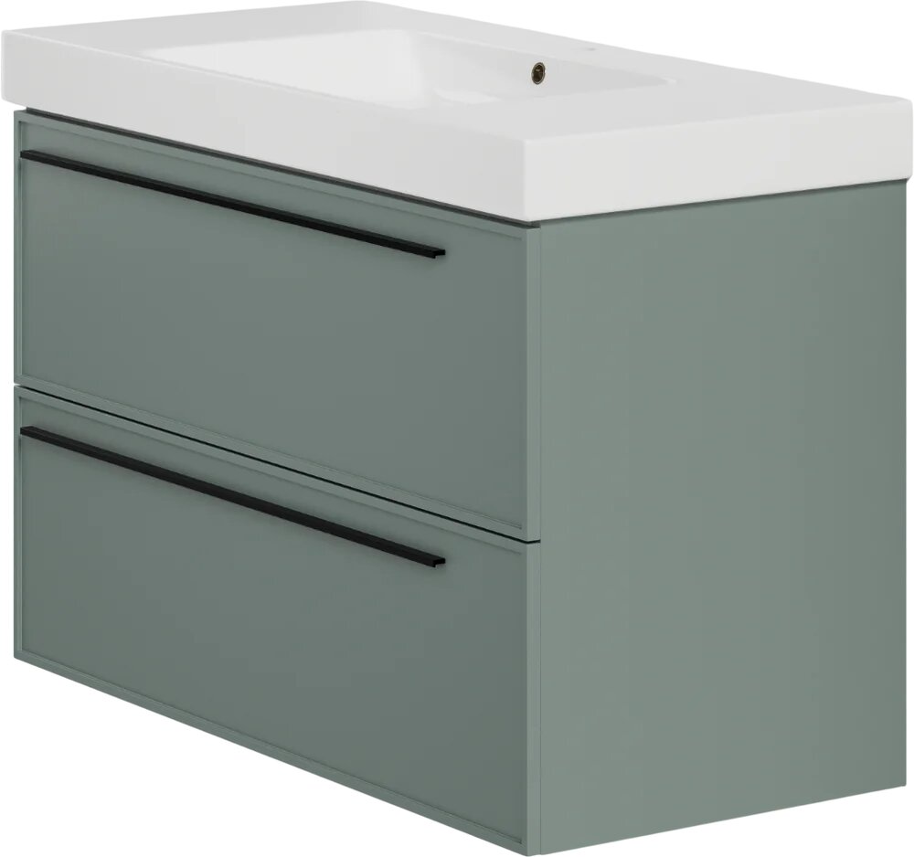 Тумба с раковиной La Fenice Elba Twin 100 подвесная, 101 см, с ящиками, прямоугольная, в современном стиле, из МДФ серая из фаянса