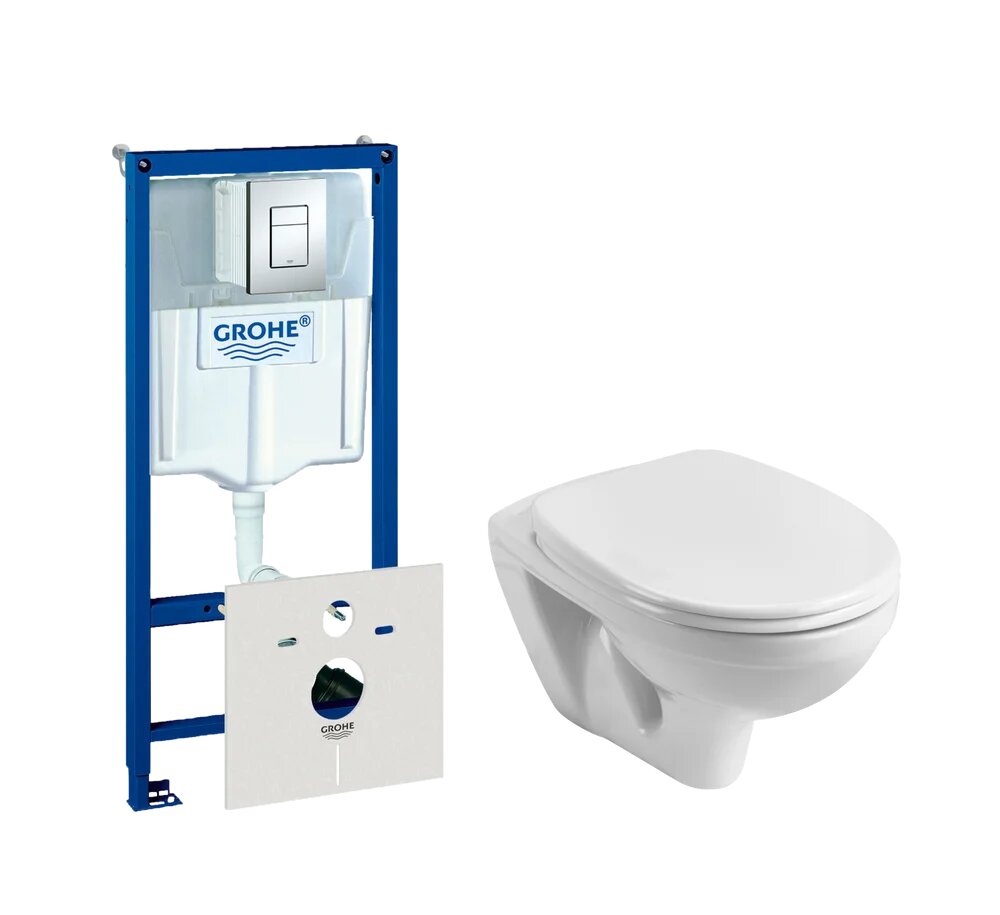 Комплект 2 в 1 Унитаз подвесной Santek Бореаль 1WH301977 / Инсталляция с кнопкой Grohe Rapid SL 38775001 цвет хром
