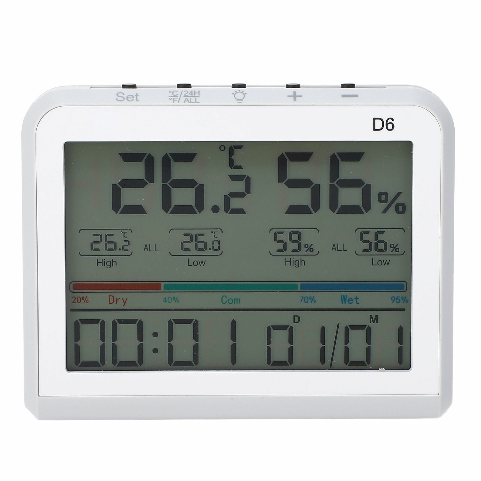 Цифровой комнатный термометр с датой и влажностью для дома/офиса