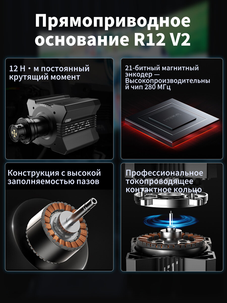 Грузовиковый игровой руль MOZA R12 V2 Bundle : Серво-база+Руль TSW+Три педали SRP+Официальная стойка для грузовиков