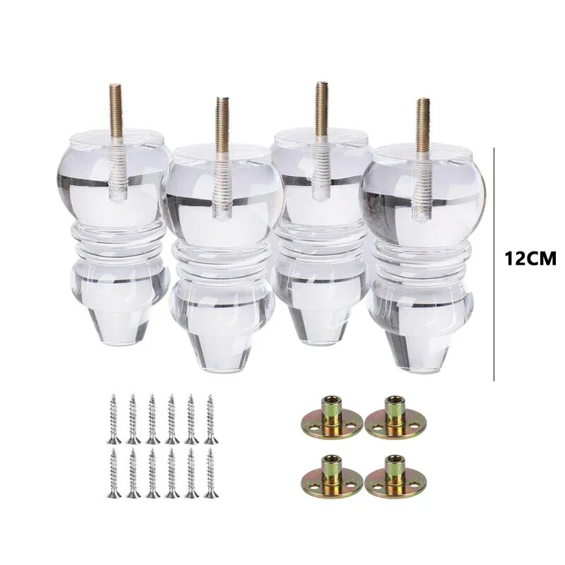 4 шт, акриловые ножки для мебели, 12 см, прозрачные ножки для дивана для кровати, журнального столика, комода, замена шкафа для ванной комнаты