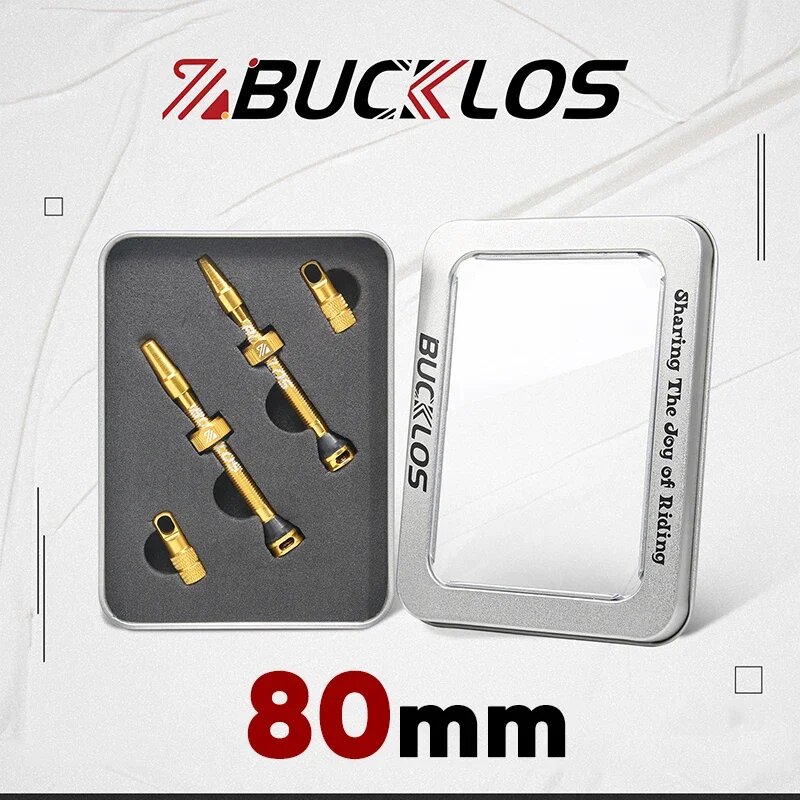 BUCKLOS Бескамерные велосипедные клапаны Presta 40 мм / 44 мм Gold-80mm