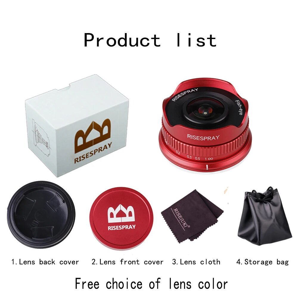 Объектив «рыбий глаз» 10 мм F5.6 для Canon EOSM Sony E Fuji FX Olympus M4/3 Канон ЕФ-М, red