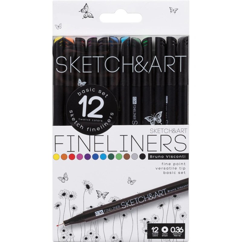 Набор линеров для скетчинга SKETCH&ART BLACK EDITION 0,36мм 12цв 36-0017