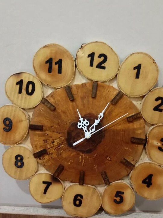 Авторские часы из спиле дерева, безшумный механизм
