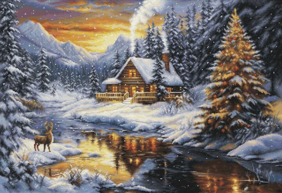 Набор для вышивания Luca-S #G721 Зимний вечер в горах, Гобелен, 32 х 22 см