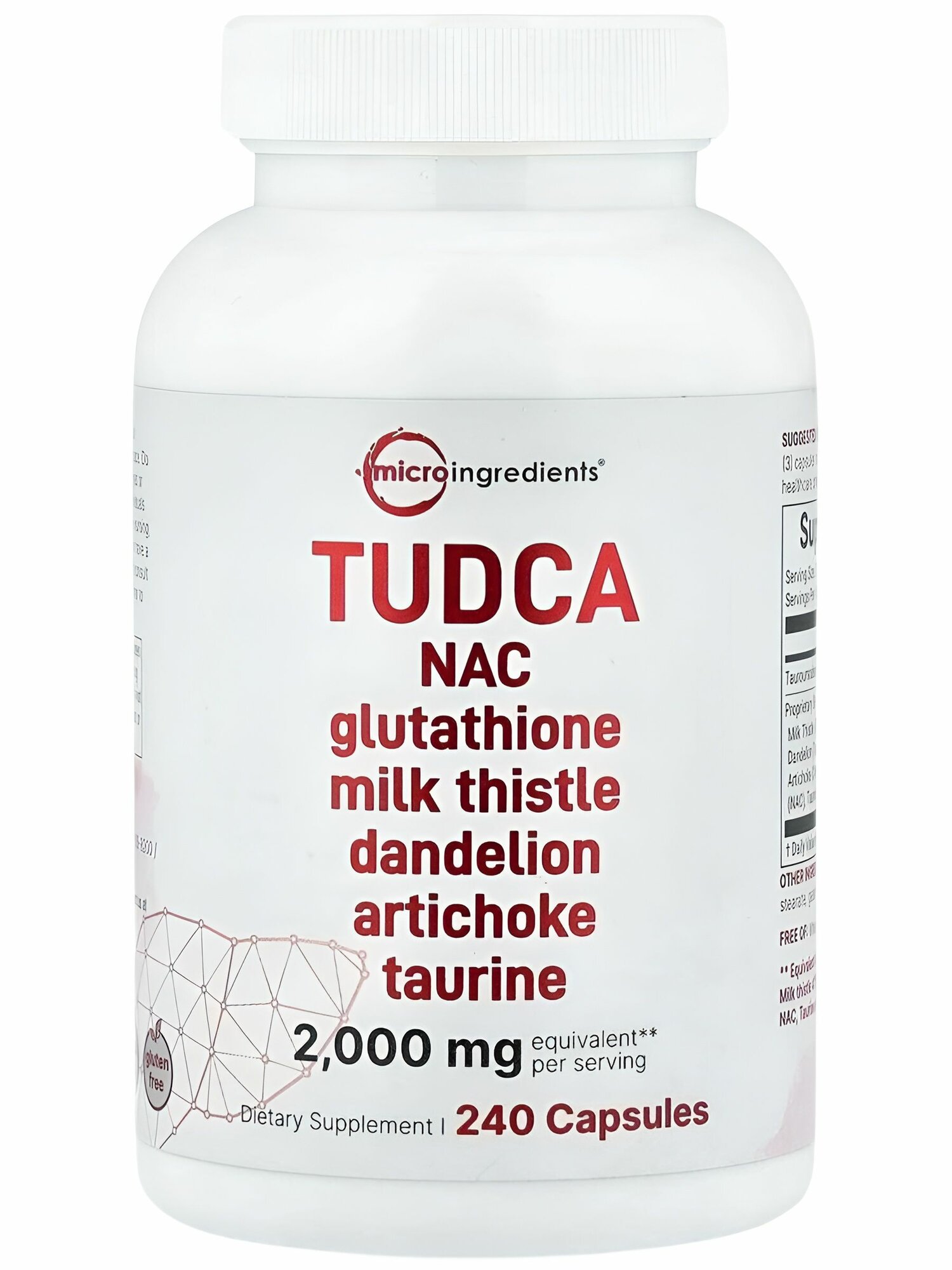 Тауурсодеоксихолевая кислота (TUDCA), Поддержка пищеварения, 240 капсул, Micro Ingredients