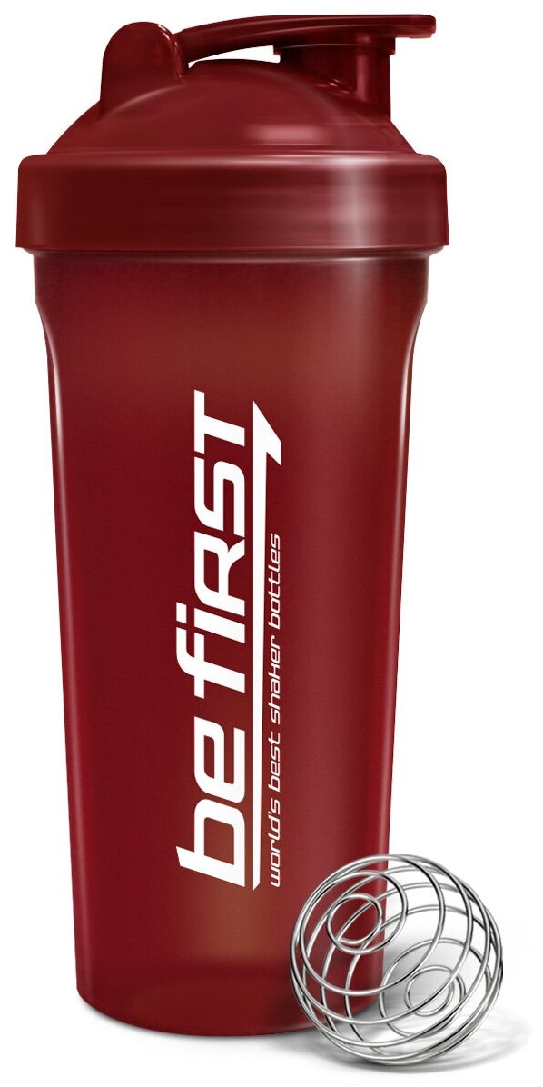 Шейкер Be First 1000 мл вишневый, с шариком (TS 1038-CHERRY)