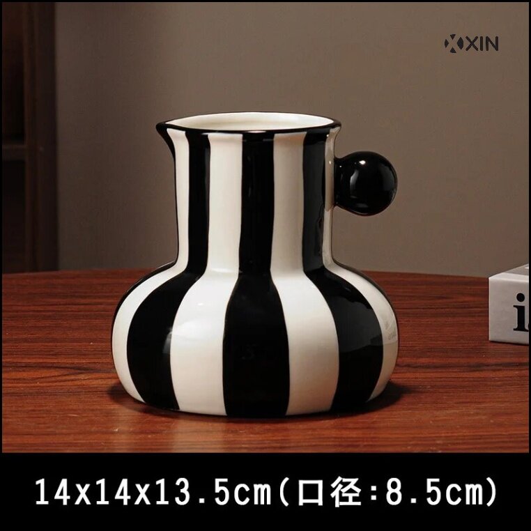 Керамическая ваза в полоску, цветочная композиция, китайское ретро-украшение, фарфоровая бутылка, ваза для цветов, аксессуары для украшения дома, black
