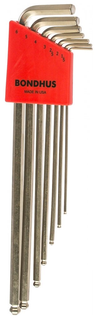 Набор из 7 ключей, шестигранных, хромированных, с шариком Bondhus 1.5-6mm XL 17092