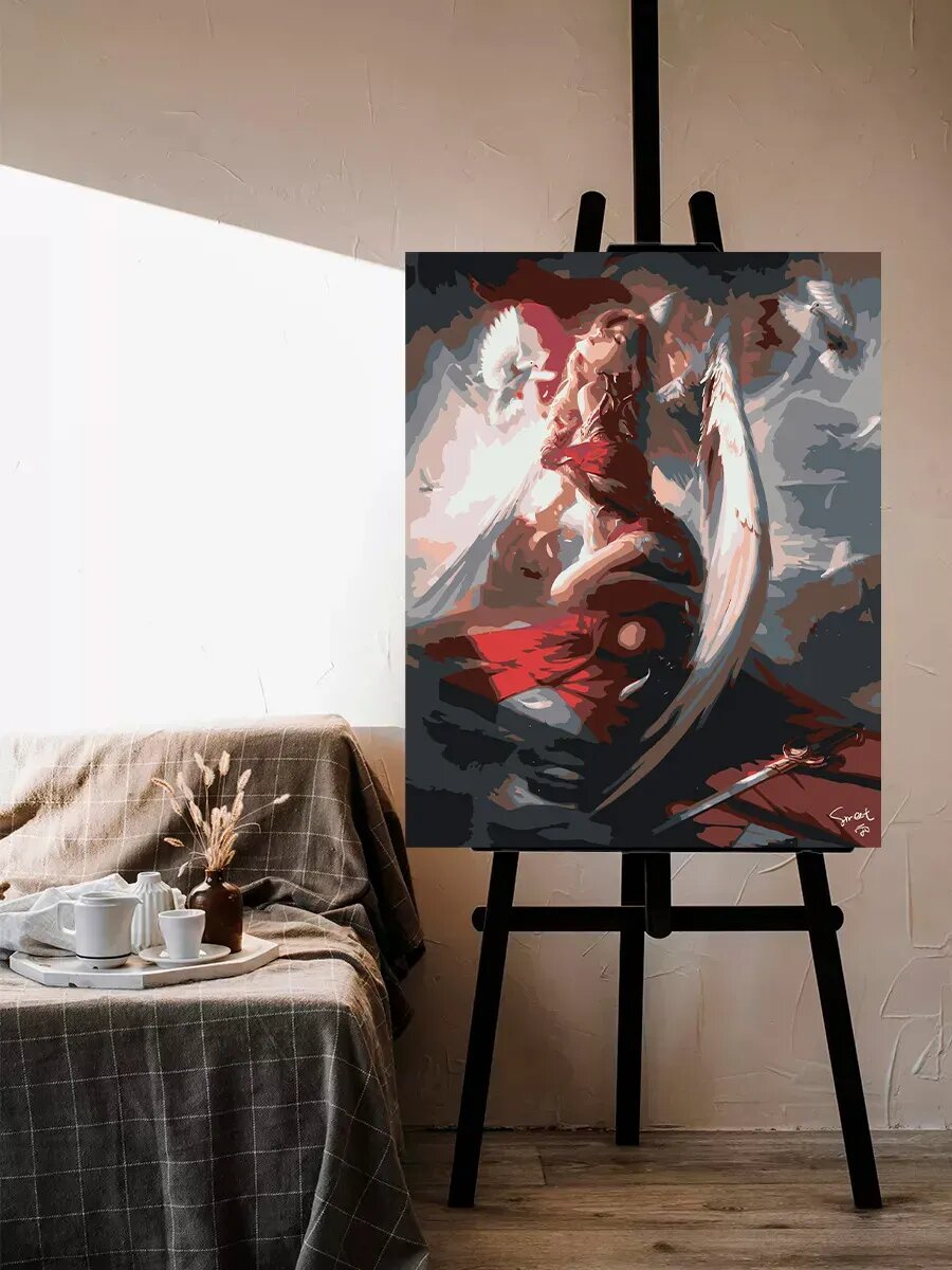 Картина по номерам Фэнтези Девушка Ангел Крылья