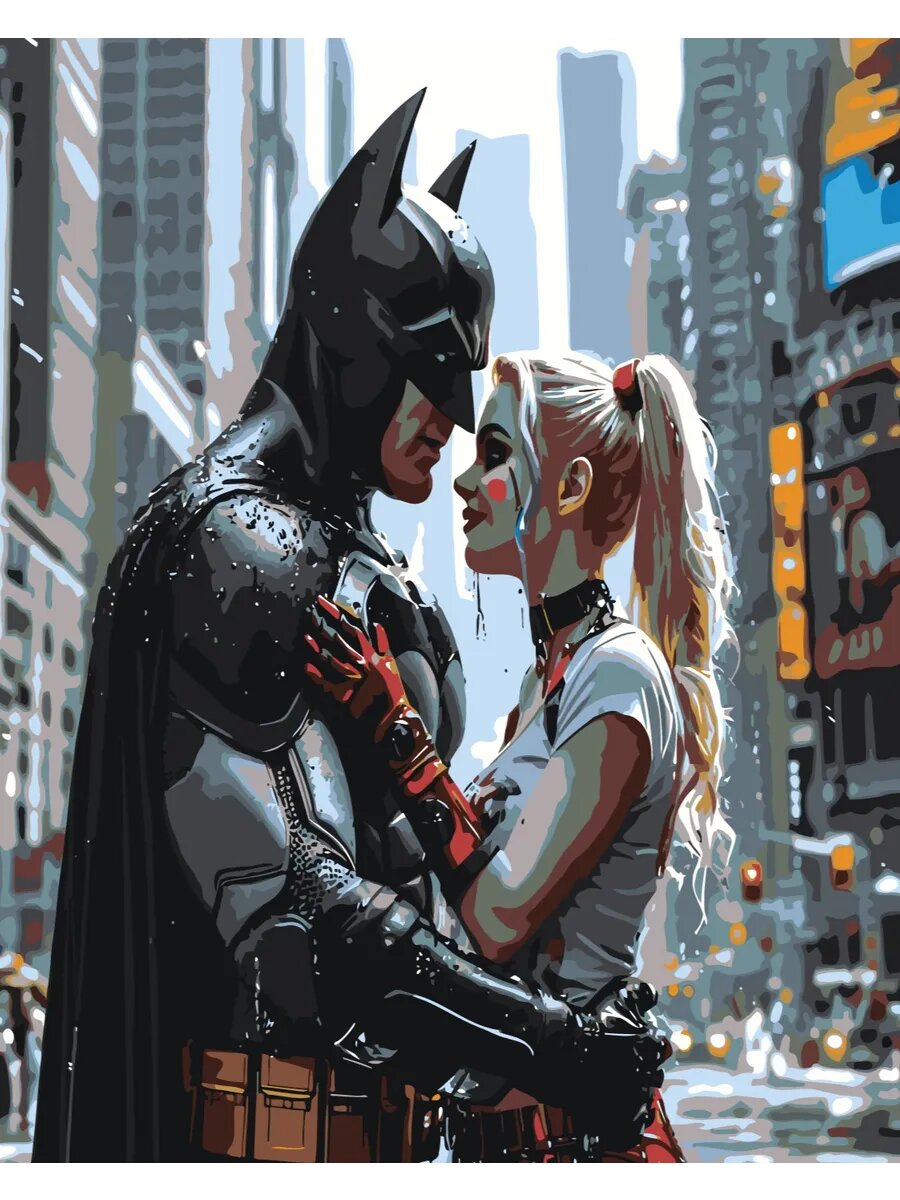 Картина по номерам Бэтмен и Харли Квинн Любовь Марвел