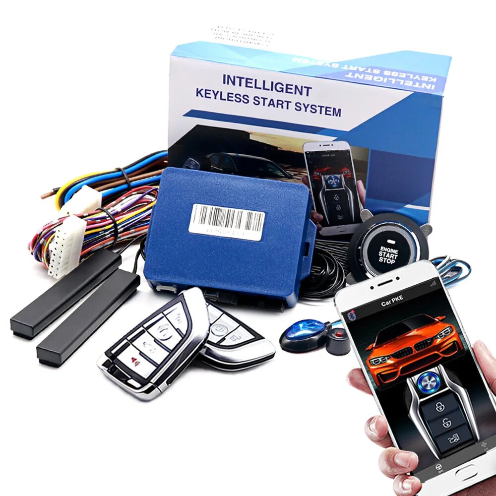 Универсальная Сигнализация на авто через приложение для управления Сигнализация с автопуск Система зажигания вход без ключа комплект дистанционного запуска автомобиля старт стоп кнопку система запуска одной кнопкой, K5-9100S(FT)
